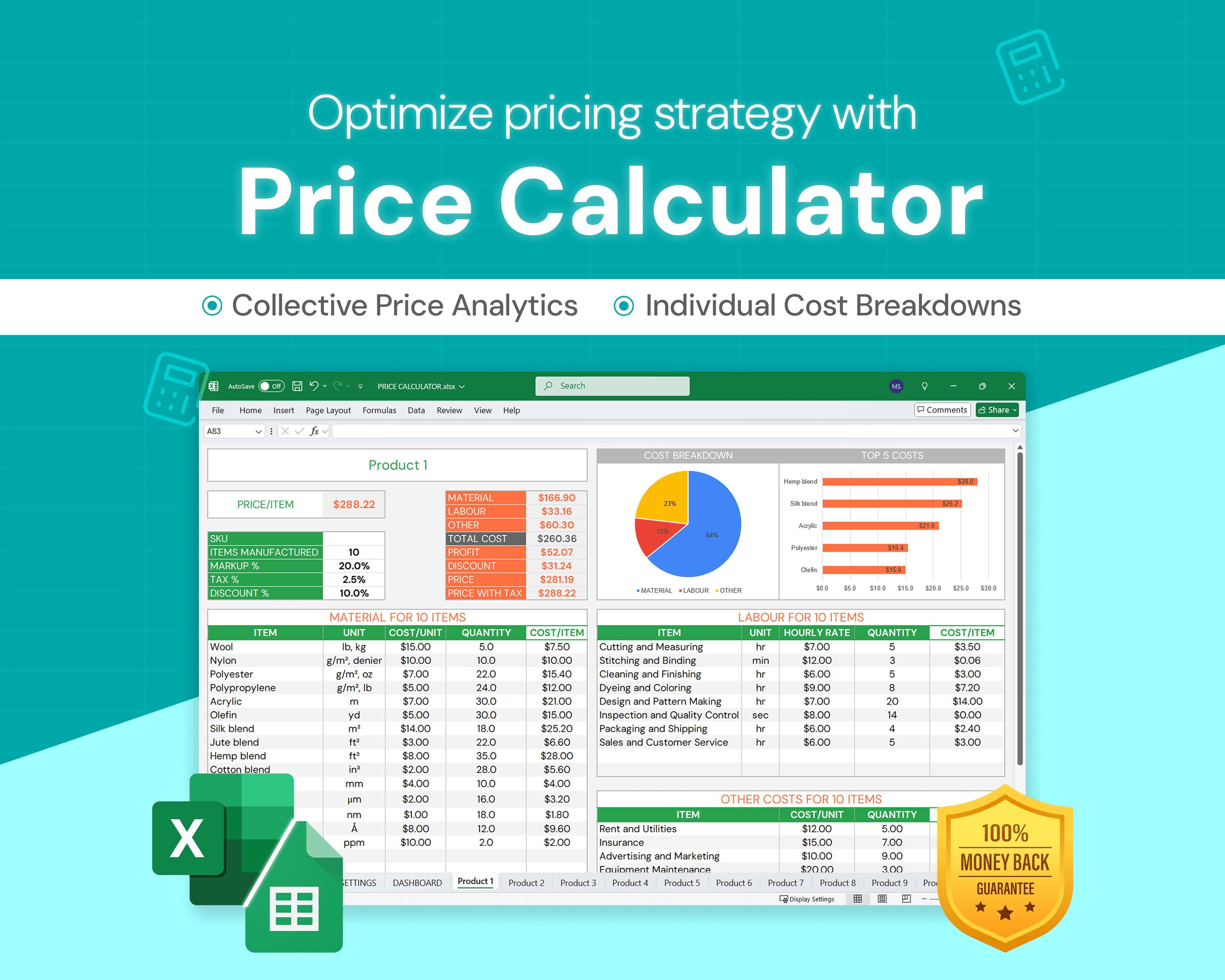 Price Tracker | Cost Calculator | Excel Template - Etsy