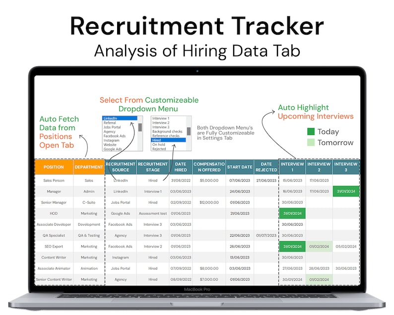 Recruitment Tracker Excel Template - Etsy UK