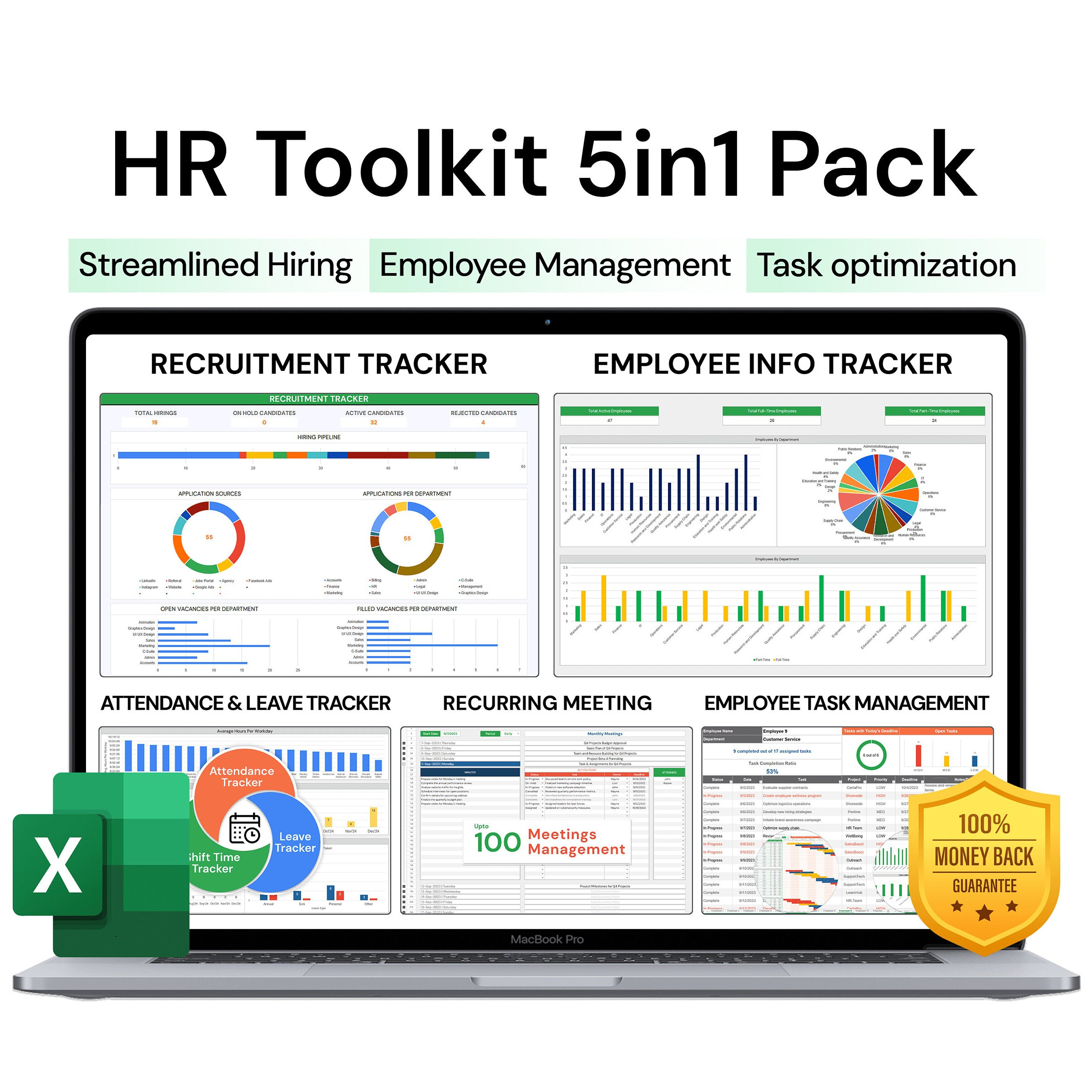 HR Toolkit 5in1 Excel Pack Streamline HR Processes From Recruitment to ...