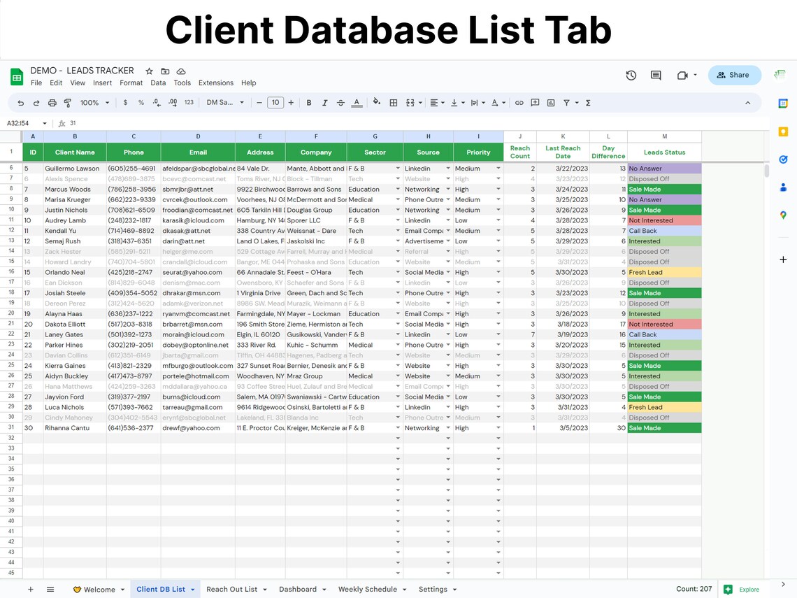 Client Tracker Google Sheet Template: Your Ultimate Business ...