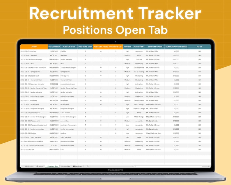 Recruitment Tracker | Excel Template - Etsy UK