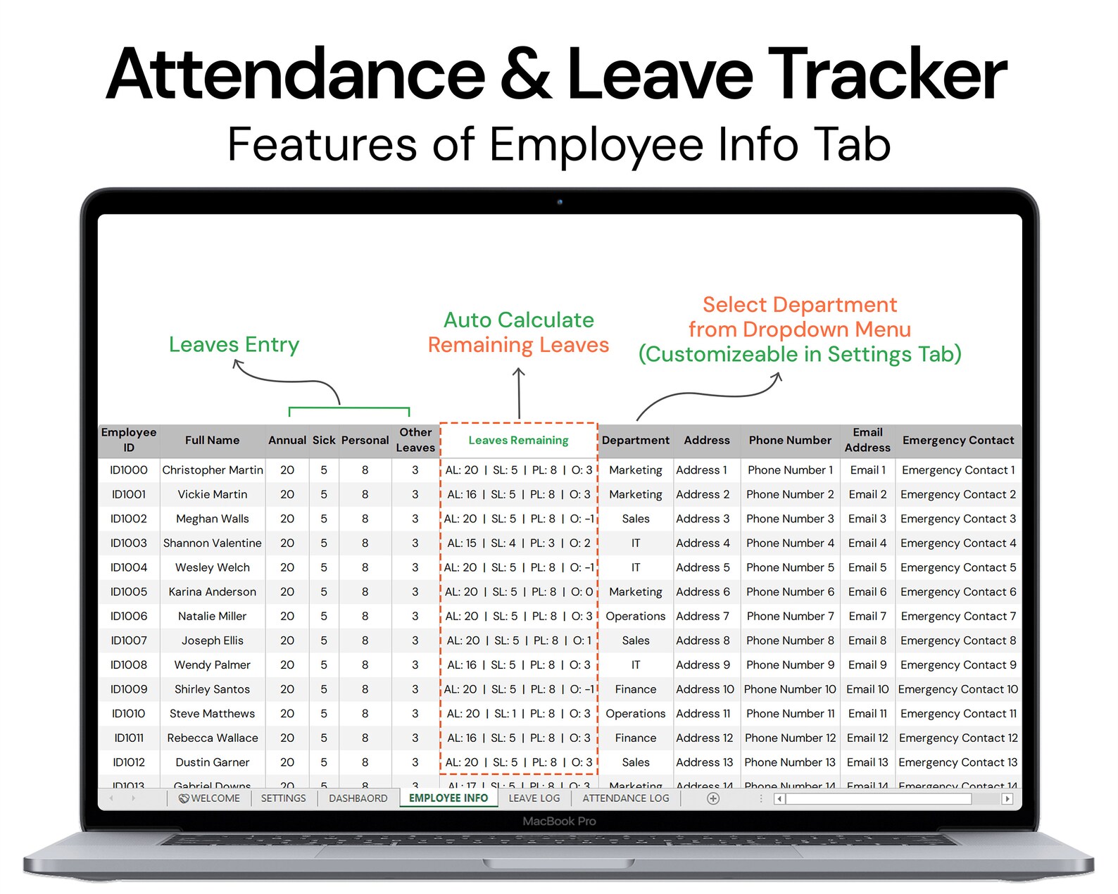 Employee Leave and Attendance Tracker 2025 -2026 | HR Dashboard | Excel ...
