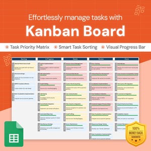 Kanban Board Spreadsheet Task Priority Tracker Employee to Do List Google Sheets Project ...