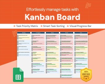 Kanban Board: Task Status Tracker Google Sheets Tool Streamlined Task ...