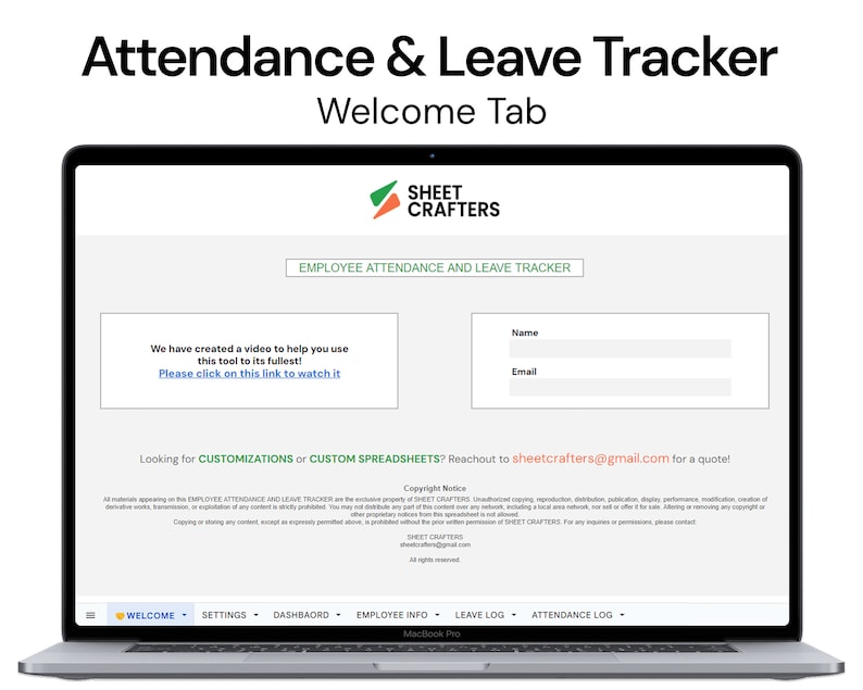 Employee Leave and Attendance Tracker | HR Dashboard | Google Sheets ...