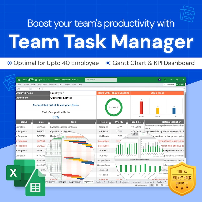 Team Management Excel - Etsy