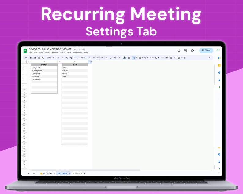 Recurring Meeting Template | Minutes, Agenda & Action Itemlist Tracker ...