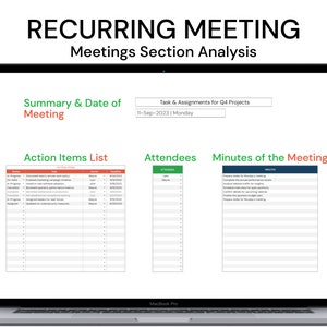 Recurring Meeting Template | Agenda | Minutes | Action List | Google ...