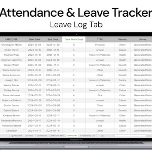 Employee Leave and Attendance Tracker 2025 -2026 | HR Dashboard | Excel ...