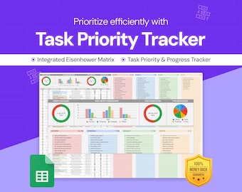 Task Priority Tracker: Eisenhower Matrix Excel Template Google Sheet Template Task Tracker ...