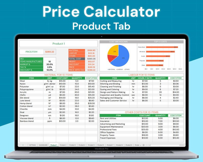 Price Tracker Cost Calculator Excel Template - Etsy