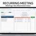 Recurring Meeting Template | Agenda | Minutes | Action List | Google ...