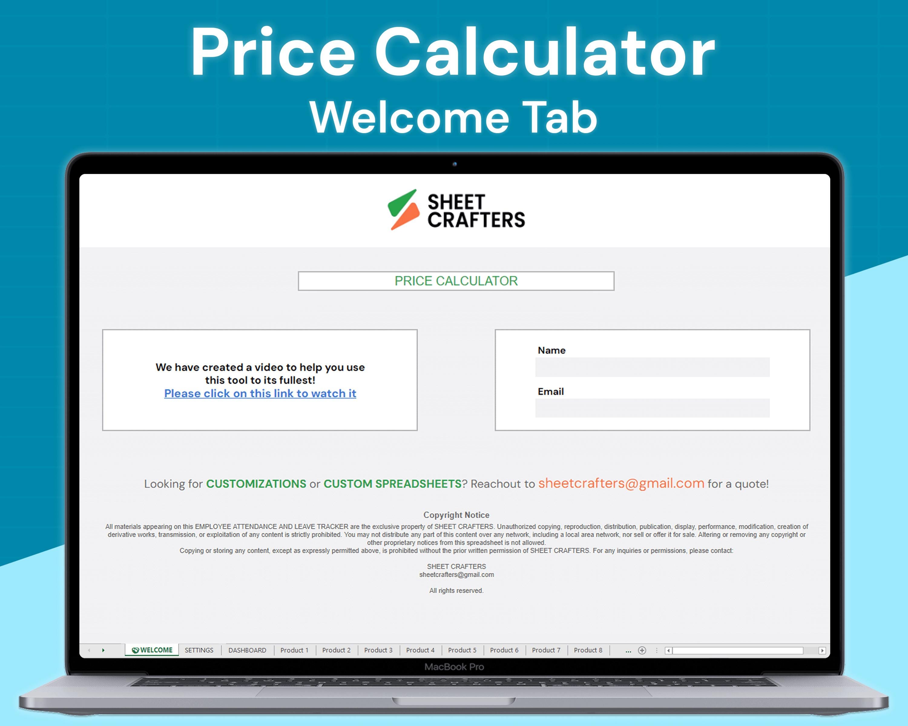 Price Tracker | Cost Calculator | Excel Template - Etsy