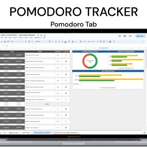 Pomodoro Tracker | Daily Task Checklist | Google Sheets Template - Etsy