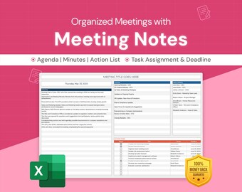 Meeting Notes, Meeting Minutes, Agenda, Editable Meeting Notes, Meeting ...
