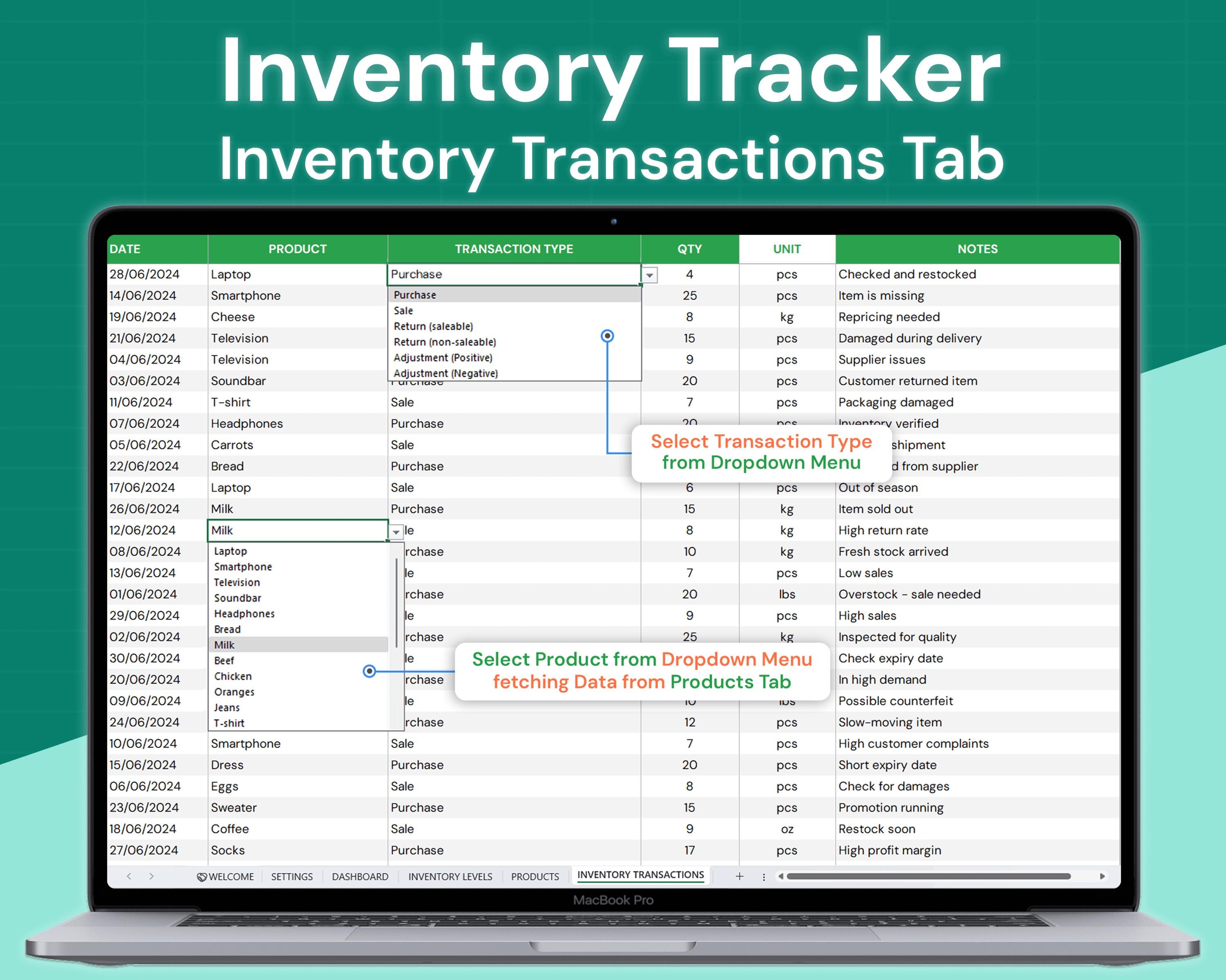 Inventory Tracker Excel | Stock Management Template - Etsy