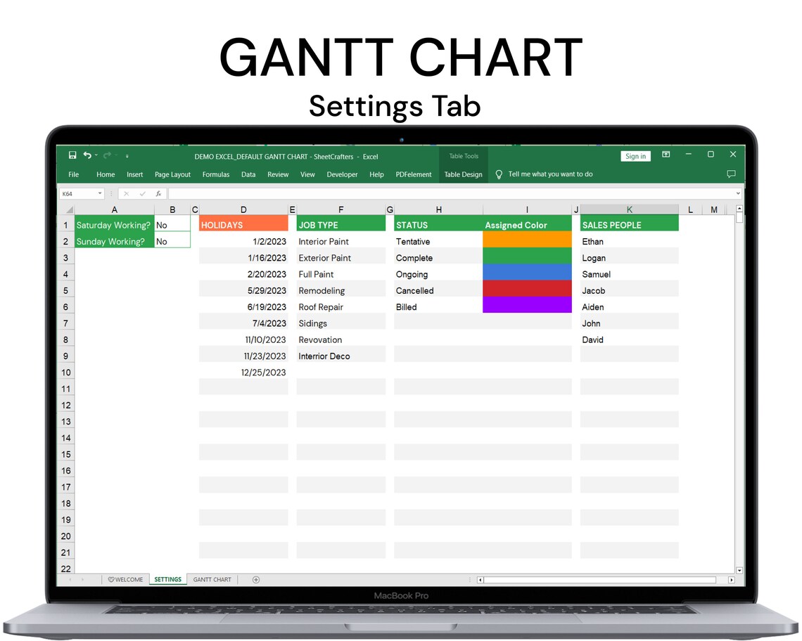 Gantt Chart Task Scheduler Excel Template - Etsy Canada