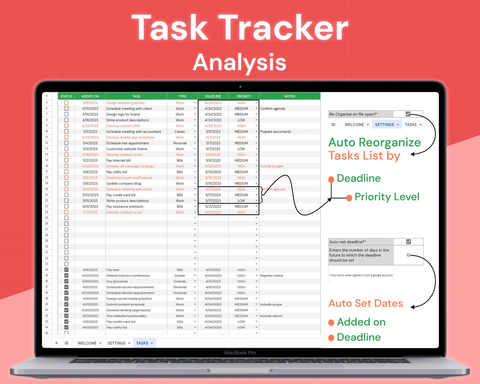 Task Tracker | Google Sheet Template - Etsy