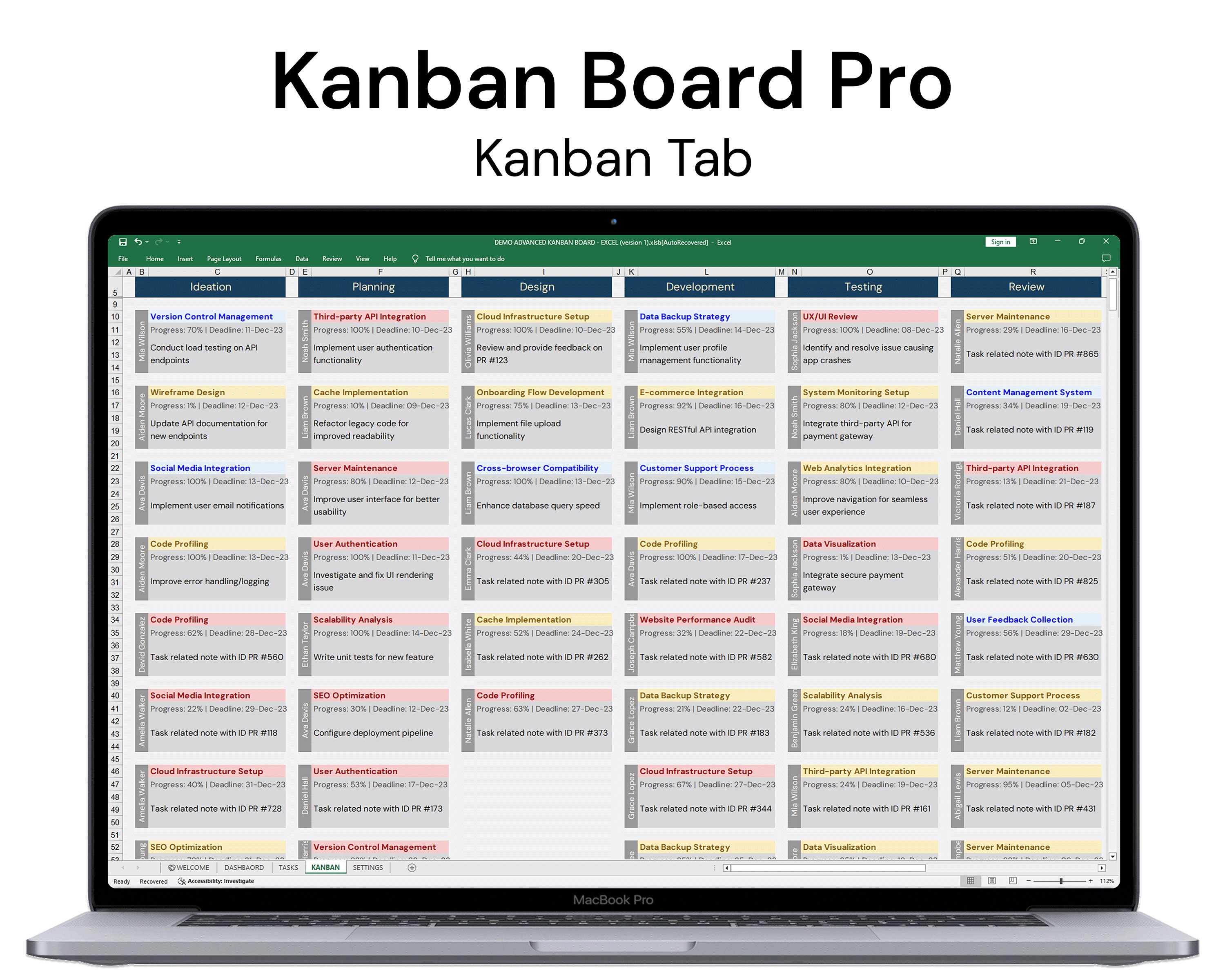 Kanban Board Pro: Customizable Task Manager and Priority Matrix | Excel ...