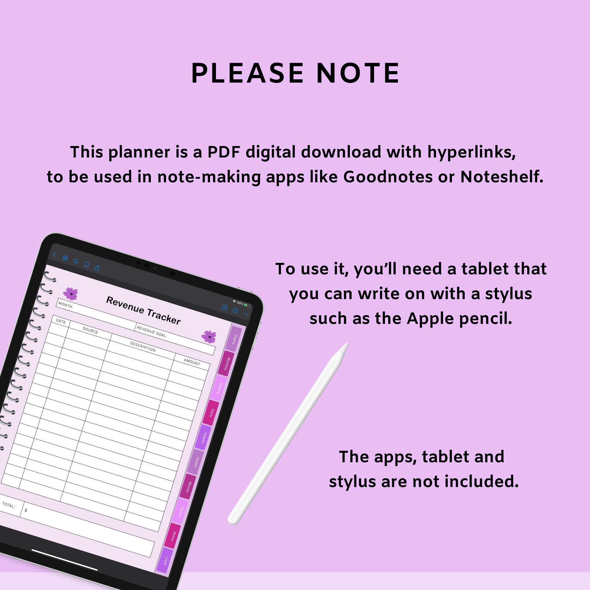 The GIRLY VIBES Undated Digital Planner 2024/2025 Noteshelf, Goodnotes ...