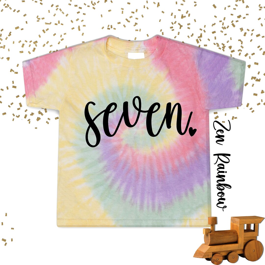 Seven Birthday Tie Dye Shirt,7th Birthday T-shirt,kids Birthday Shirt ...