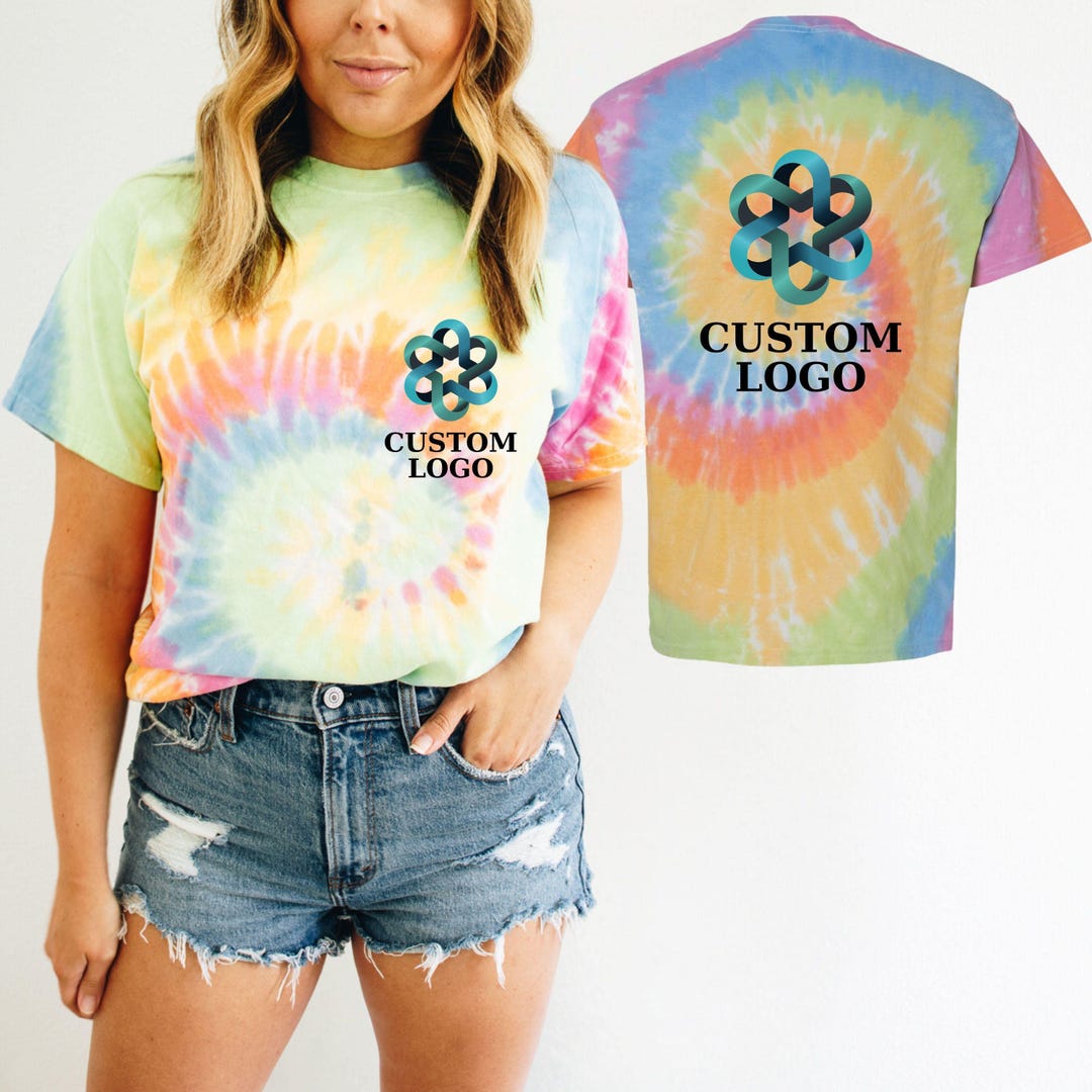 Custom Logo Tie Dye Shirt: Personalized Business Gift for Team - Etsy