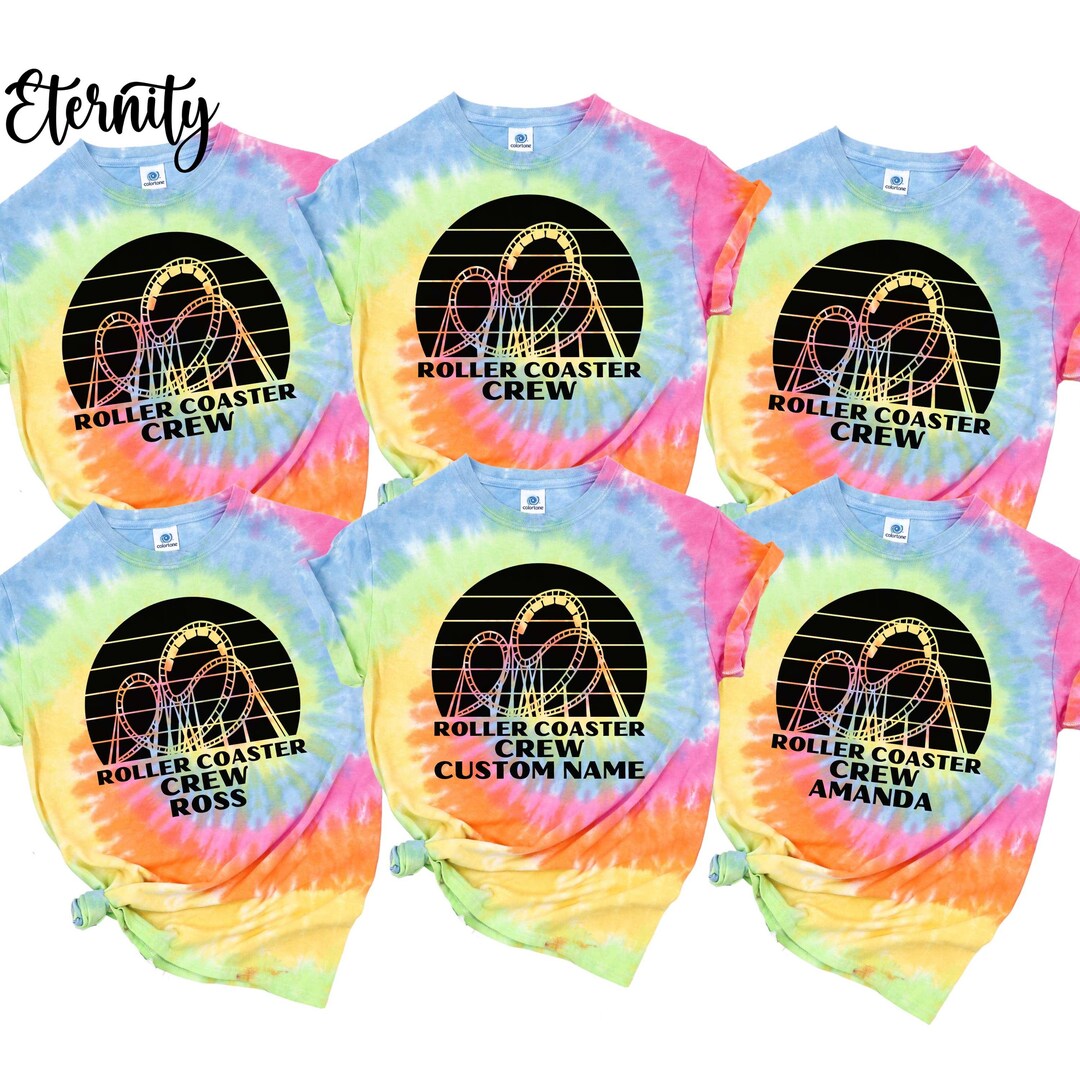 Roller Coaster Crew Tie Dye Shirts, Amusement Park Tee, Theme Park ...