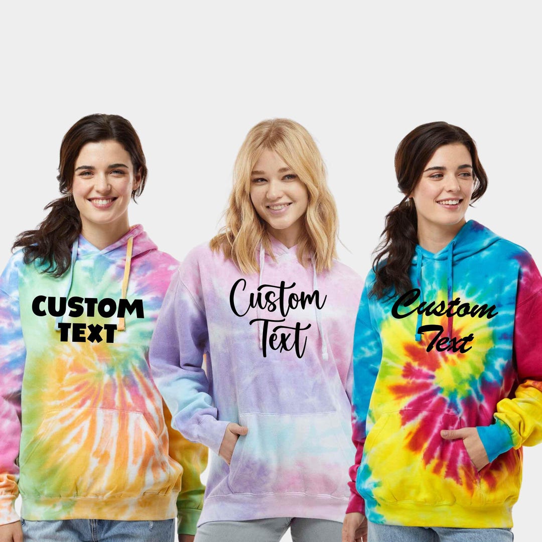 Custom Text Tie Dye Hoodie: Personalized Long Sleeve - Etsy