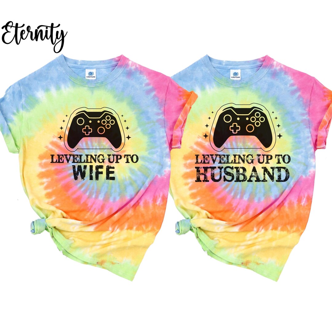 Leveling up Wife and Husband Tie Dye Shirts,wedding Gift - Etsy
