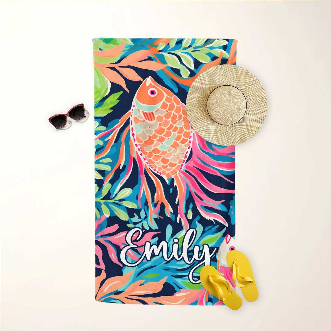 Colorful Fish Beach Towel, Summer Gift for Surfer, Swimming Pool Towel ...