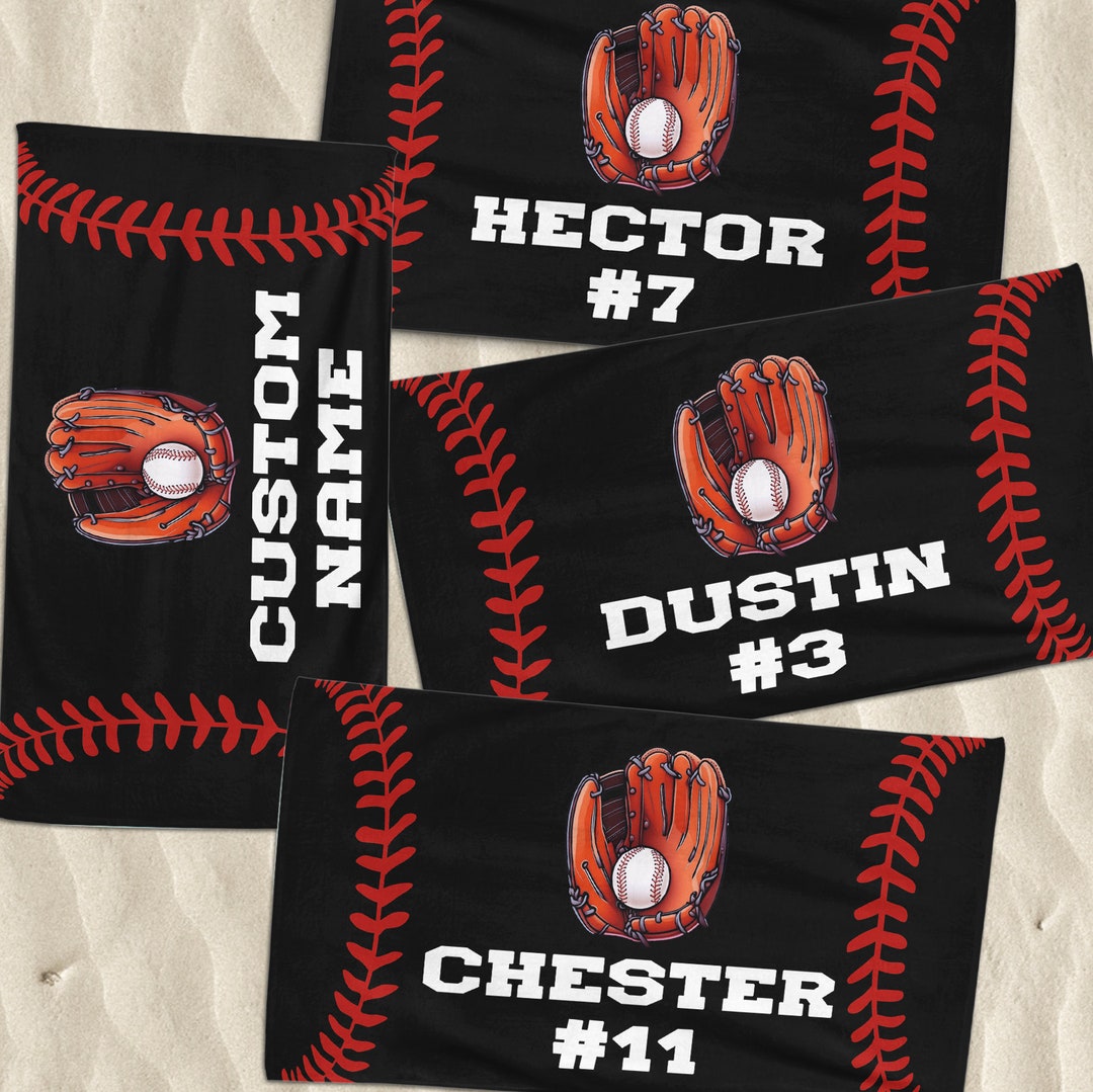 Custom Baseball Team Beach Towel, Birthday Gift for Sports Fan, Reds ...