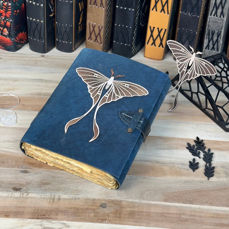 Luna Moth Leather Journal: Blank Book of Shadows, Witchcraft Supplies ...