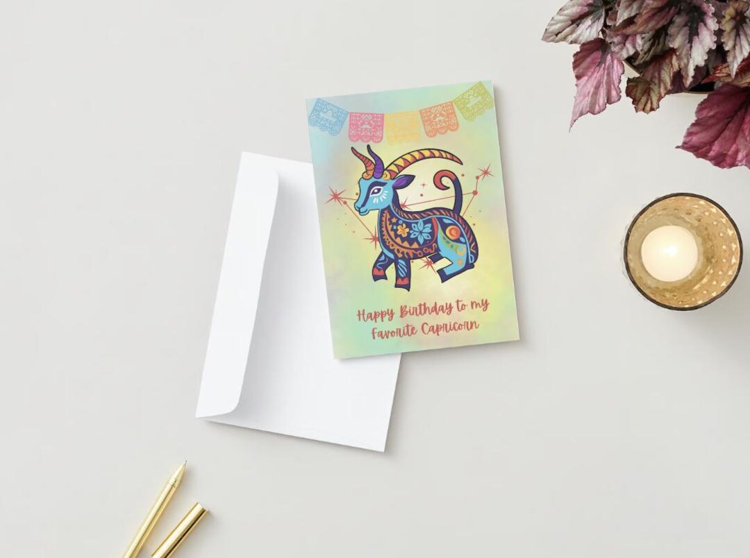 Capricorn Zodiac Birthday Card | Spanish & English Versions Available ...