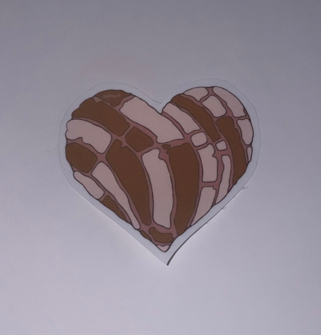 Brown/white Concha Heart Sticker mexican Bread - Etsy