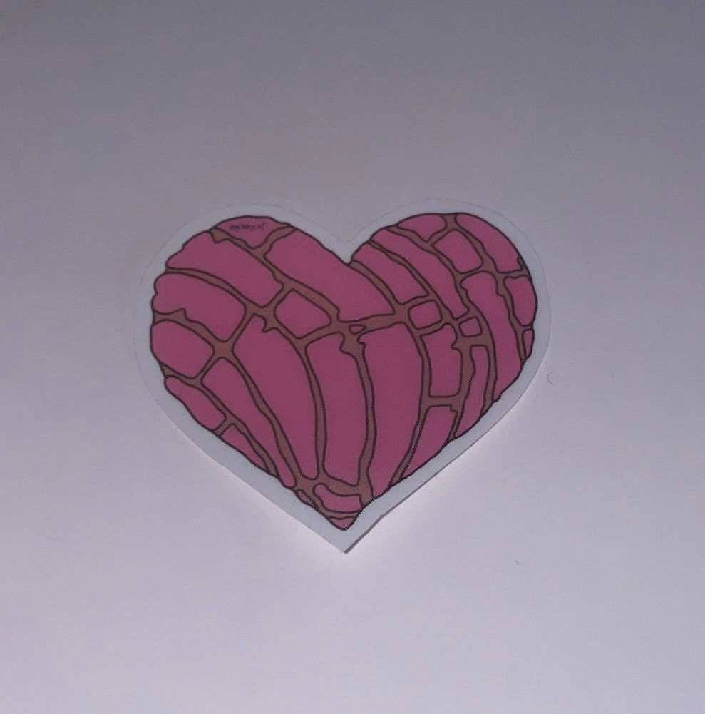 Pink Concha Heart Sticker mexican Bread - Etsy