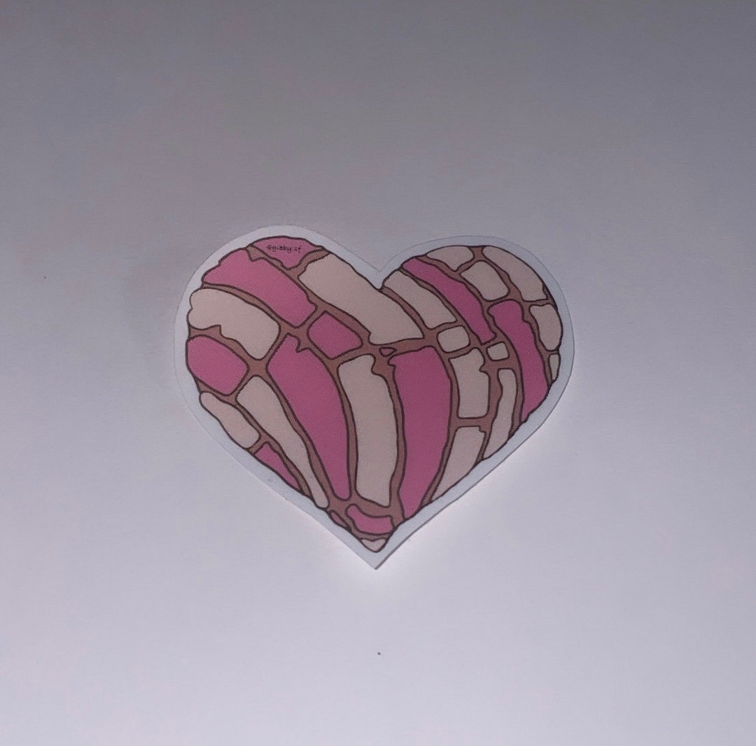 Pink/white Concha Heart Sticker mexican Bread - Etsy