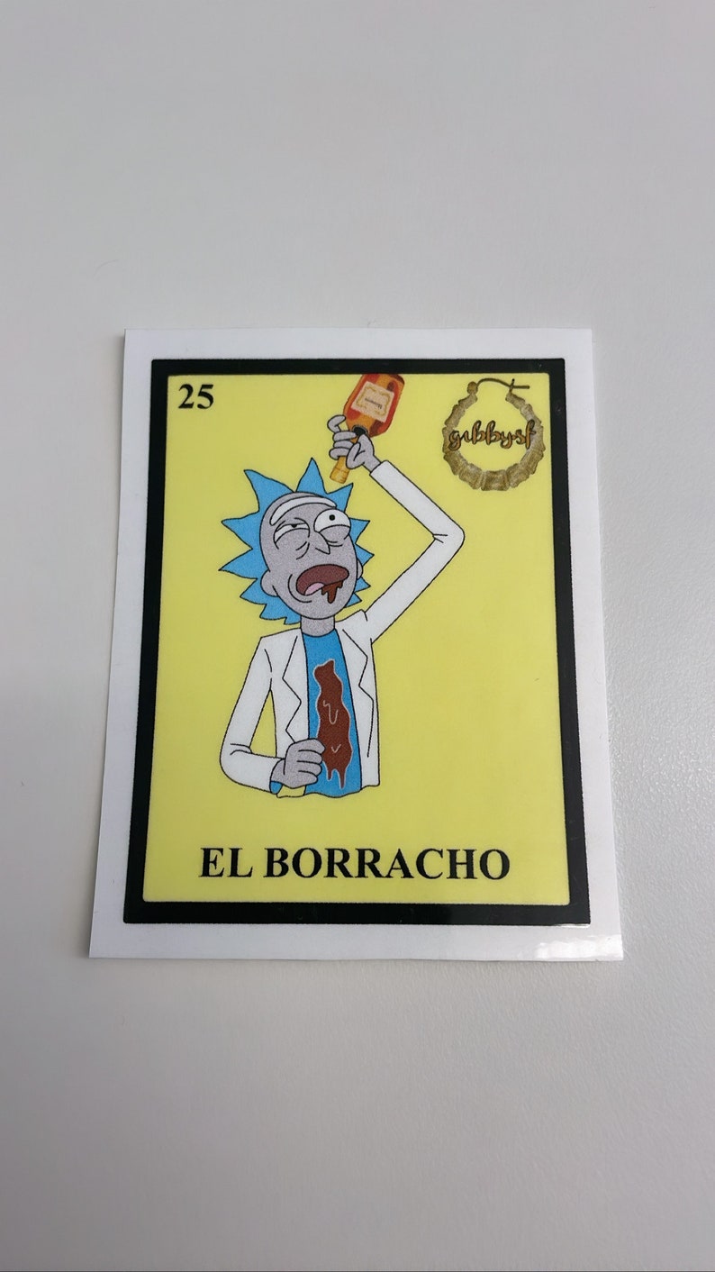 El Borracho Rick and Morty Single Sticker loteria Inspired - Etsy