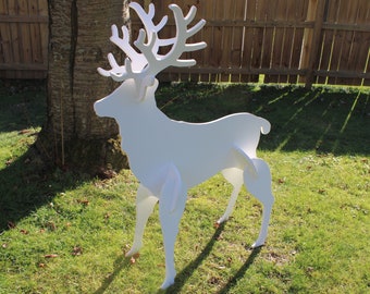 All-weather Large White Reindeer Yard Display 2 Head-up Deer - Etsy