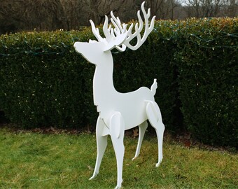 All-weather Large White Reindeer Yard Display 2 Head-up Deer - Etsy