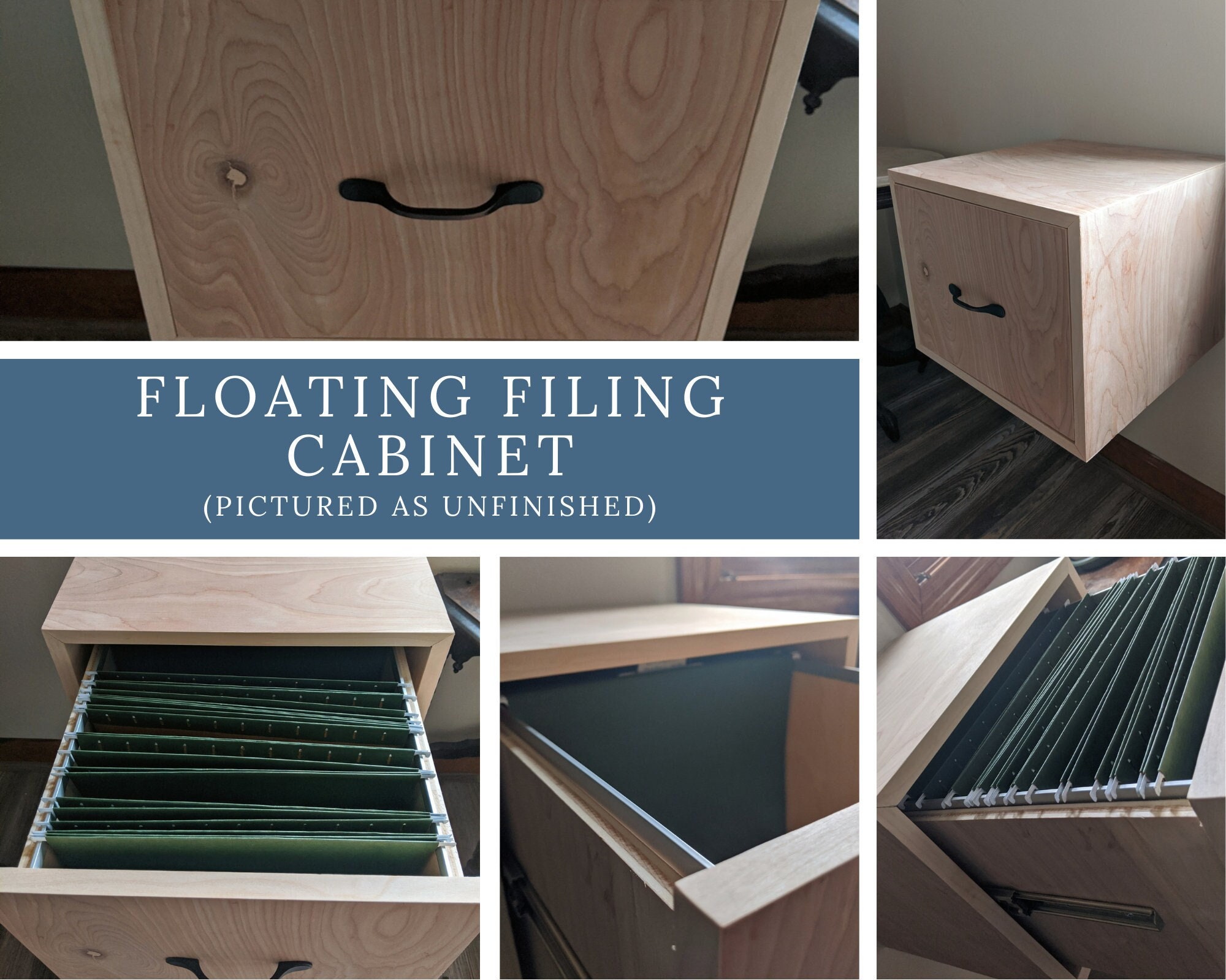 Unfinished Wood File Cabinet