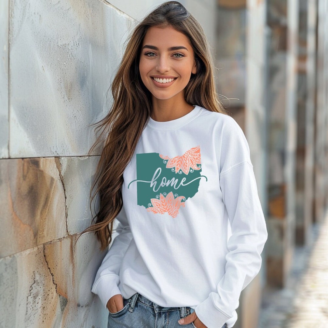 Ohio Home Floral State Shape Hoodie/crewneck/long-sleeve Tee/t-shirt ...