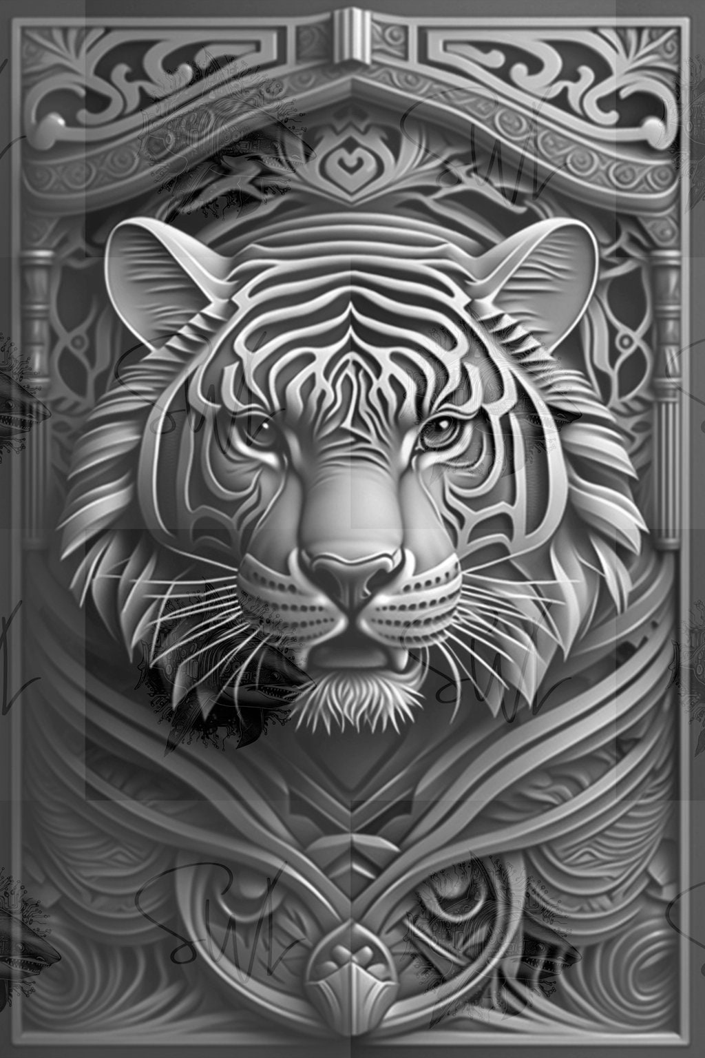 Tiger Digital Image/laser Prepped - Etsy