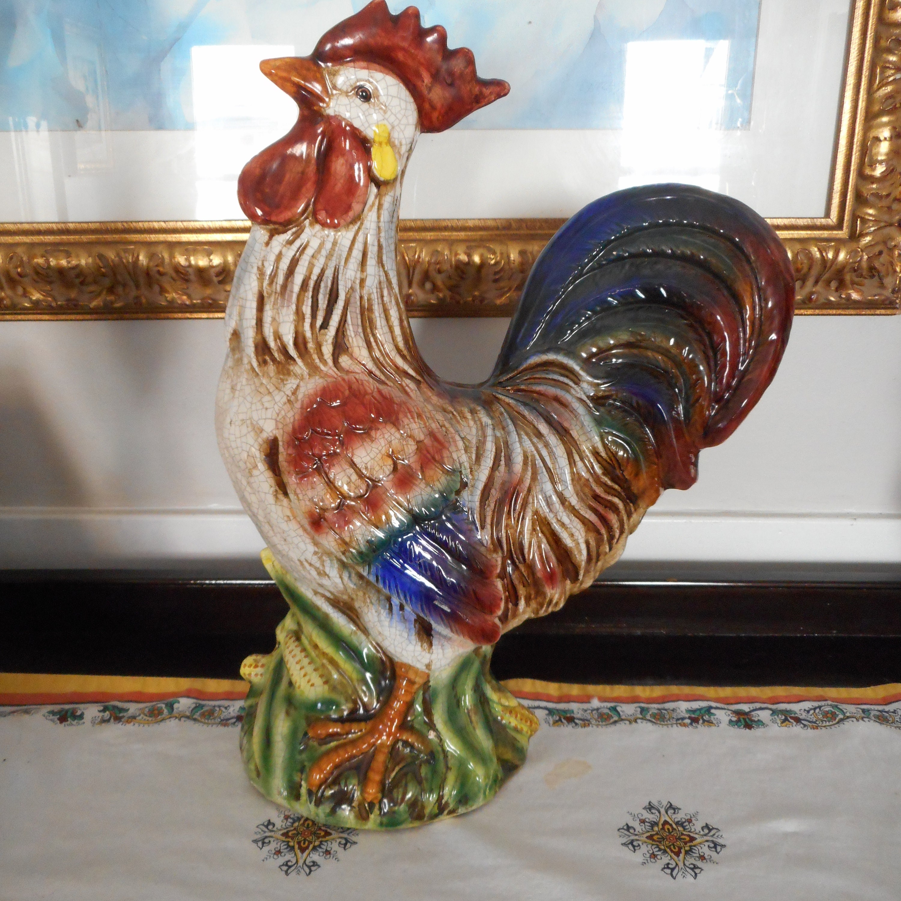 Vintage Hand-painted Ceramic Hen and Rooster Figurines sold - Etsy
