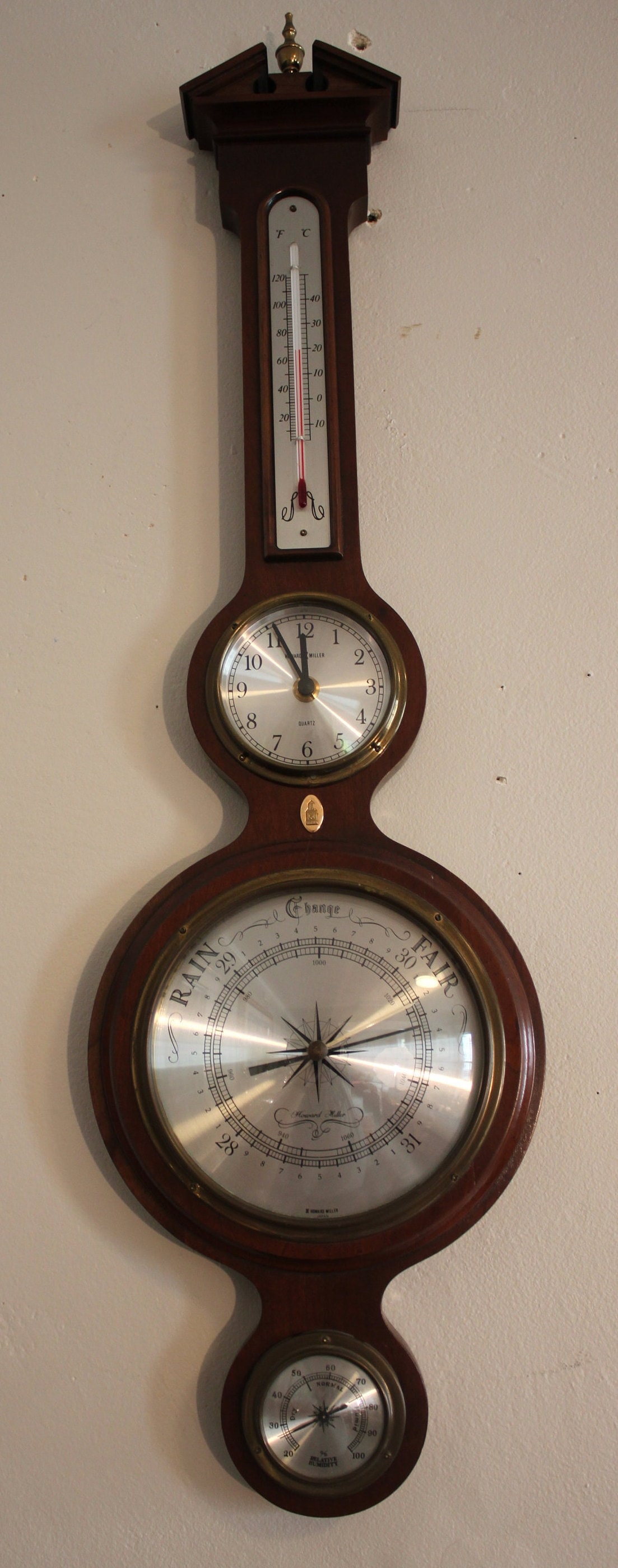 HOWARD MILLER Japan Barometer Thermometer Hygrometer Clock Weather ...