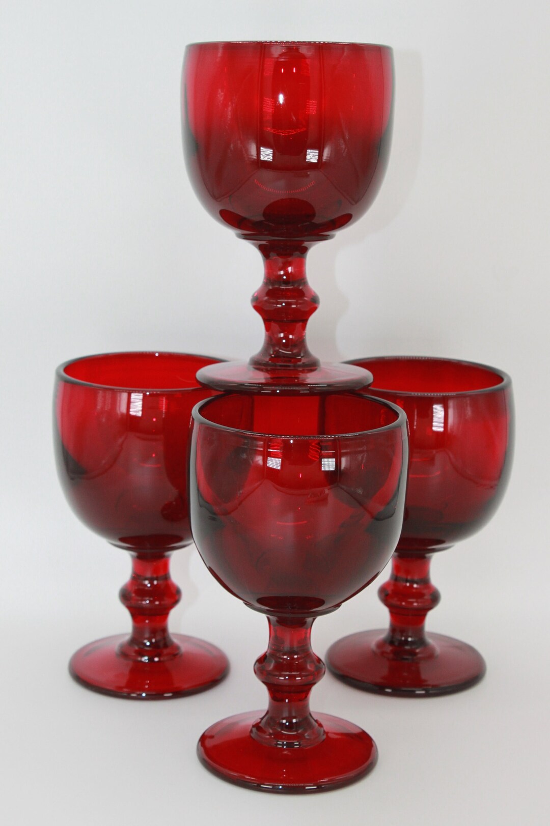 HOFFMAN HOUSE Imperial Glass Ruby Red Set 4 Water Goblet CIRCA 1960s - Etsy
