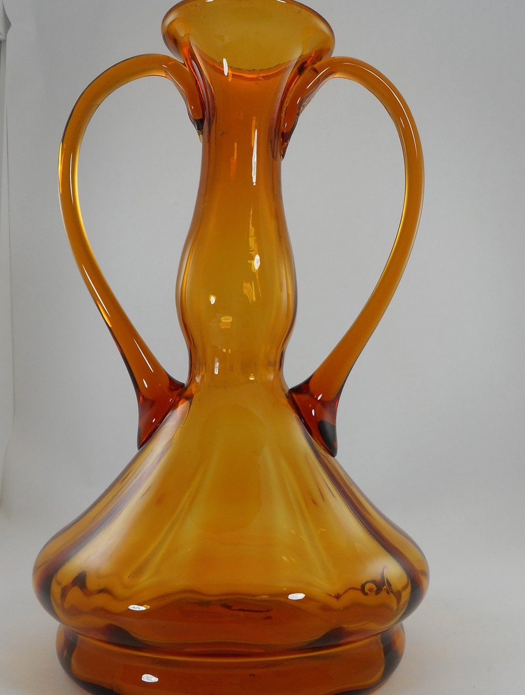 AMBER Glass Two Handle Vase Art Deco CIRCA 1970s - Etsy