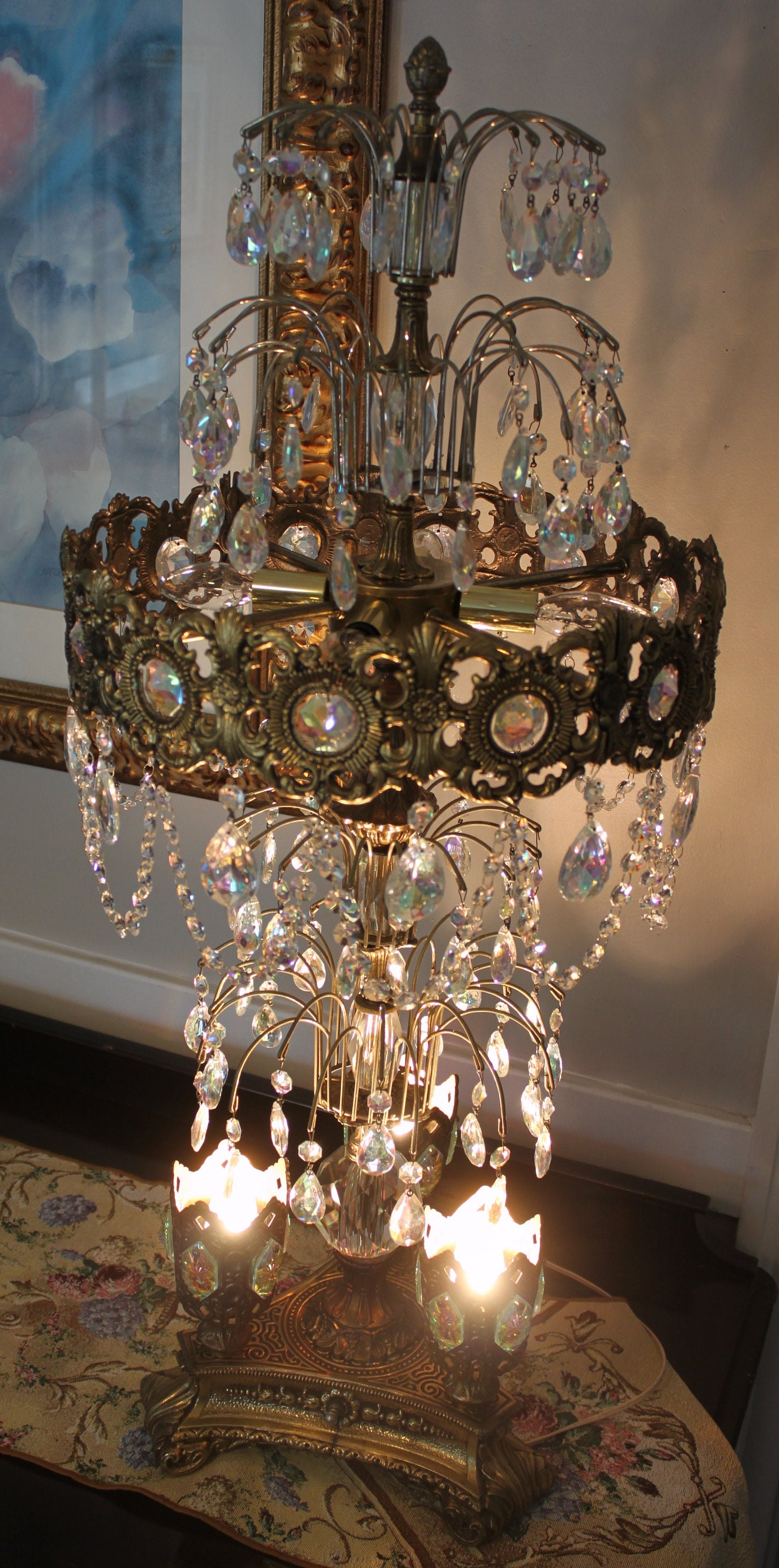 Loevsky & Loevsky Hollywood Regency Prims and Bobeches Filigree Lamp ...