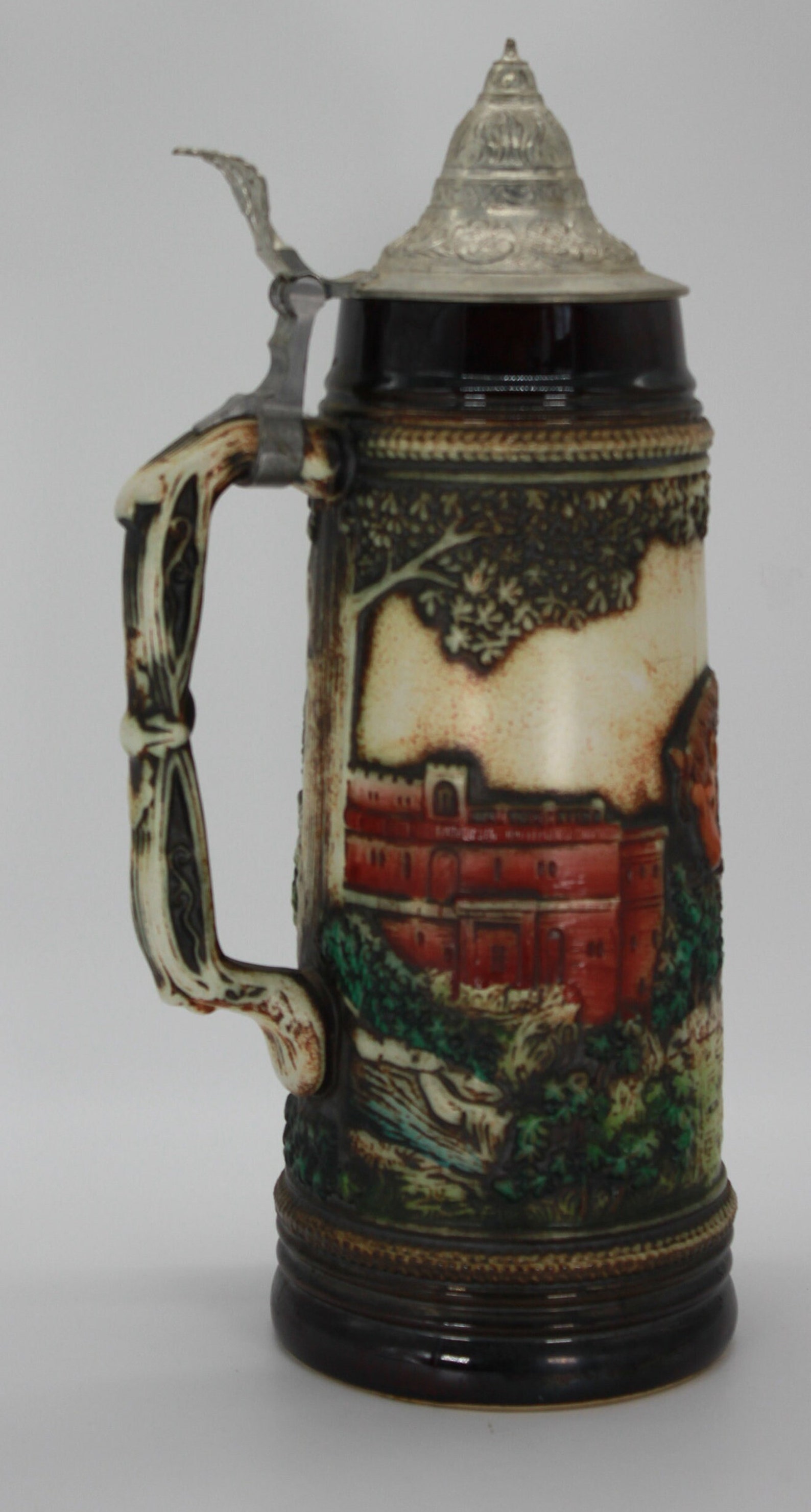 GERZIT West Germany Hand-painted Raised Relief Pewter Lid Beer Stein 13 - Etsy