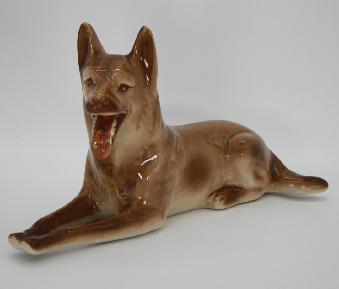 Porcelain Figure of German Shepherd - Vintage Dog Figurine CIRCA 1960s ...