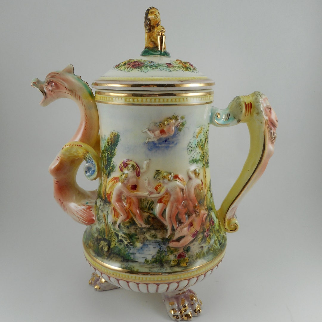 CAPODIMONTE Paul's 3284 Dragon Handle Tea Pot CIRCA 1950s - Etsy